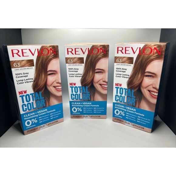 Revlon | Hair | 3x Revlon Permanent Total Color 63 Light Golden Brown ...